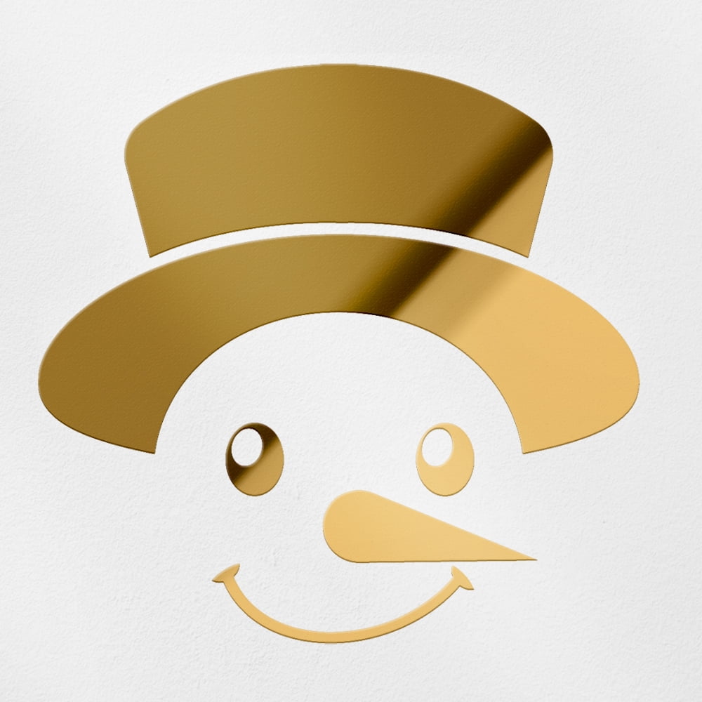 Transparent Decal Stickers Of Snowman Face (Metallic Gold) Premium ...