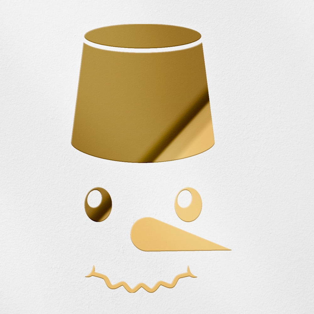 Transparent Decal Stickers Of Snowman Face (Metallic Gold) Premium ...