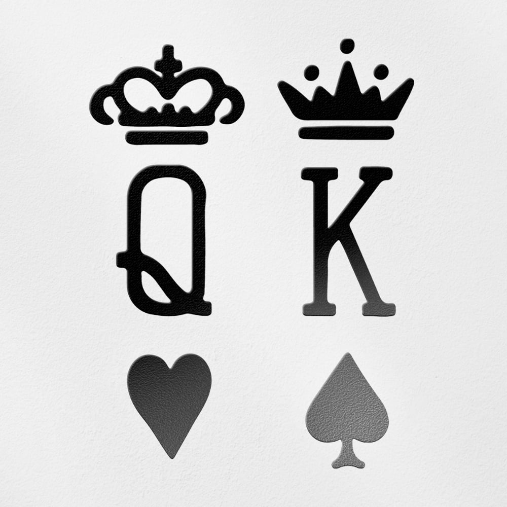 Transparent Decal Stickers Of Tattoo Couple King And Queen Cards (Black ...