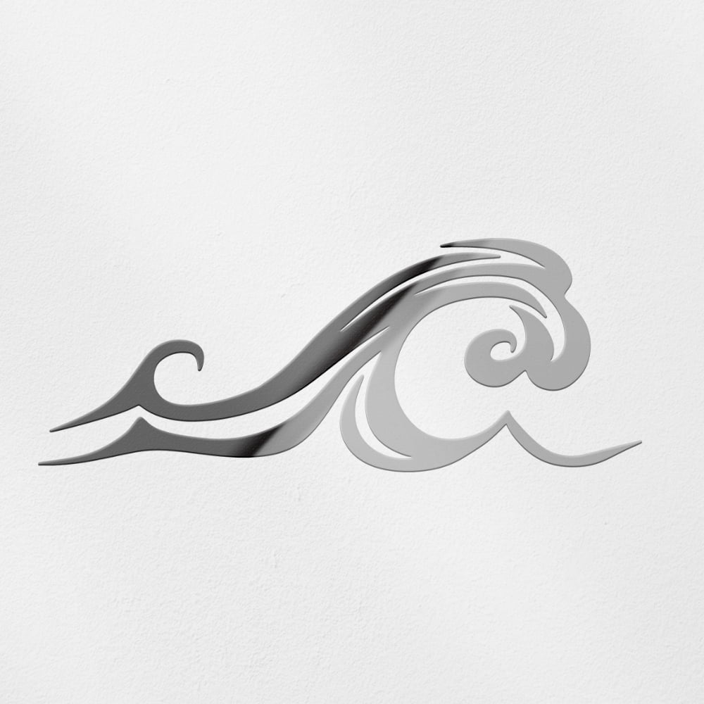 Transparent Decal Stickers Of Wave Silhouette (Metallic Silver) Premium ...