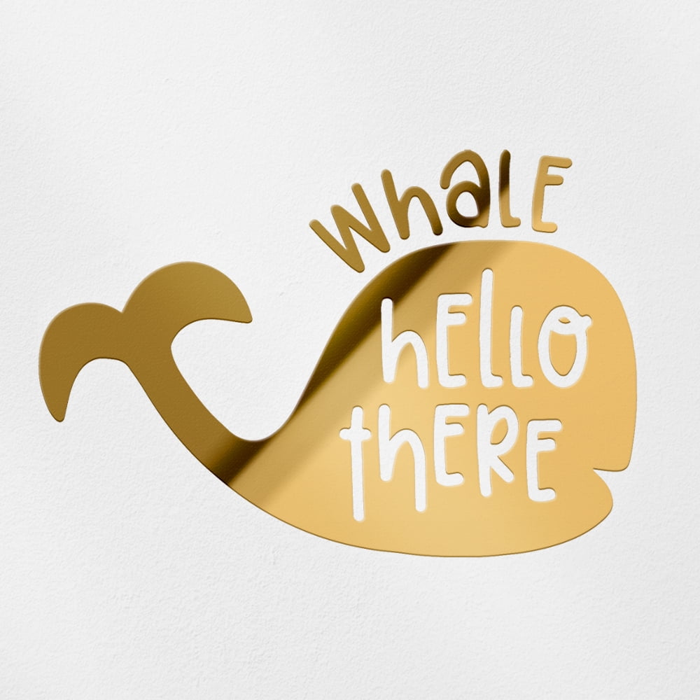 Transparent Decal Stickers Of Whale Hello There (Metallic Gold) Premium ...