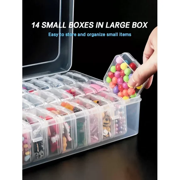 Transparent Diamond Painting Storage Case with 14 Removable Mini Bins ...