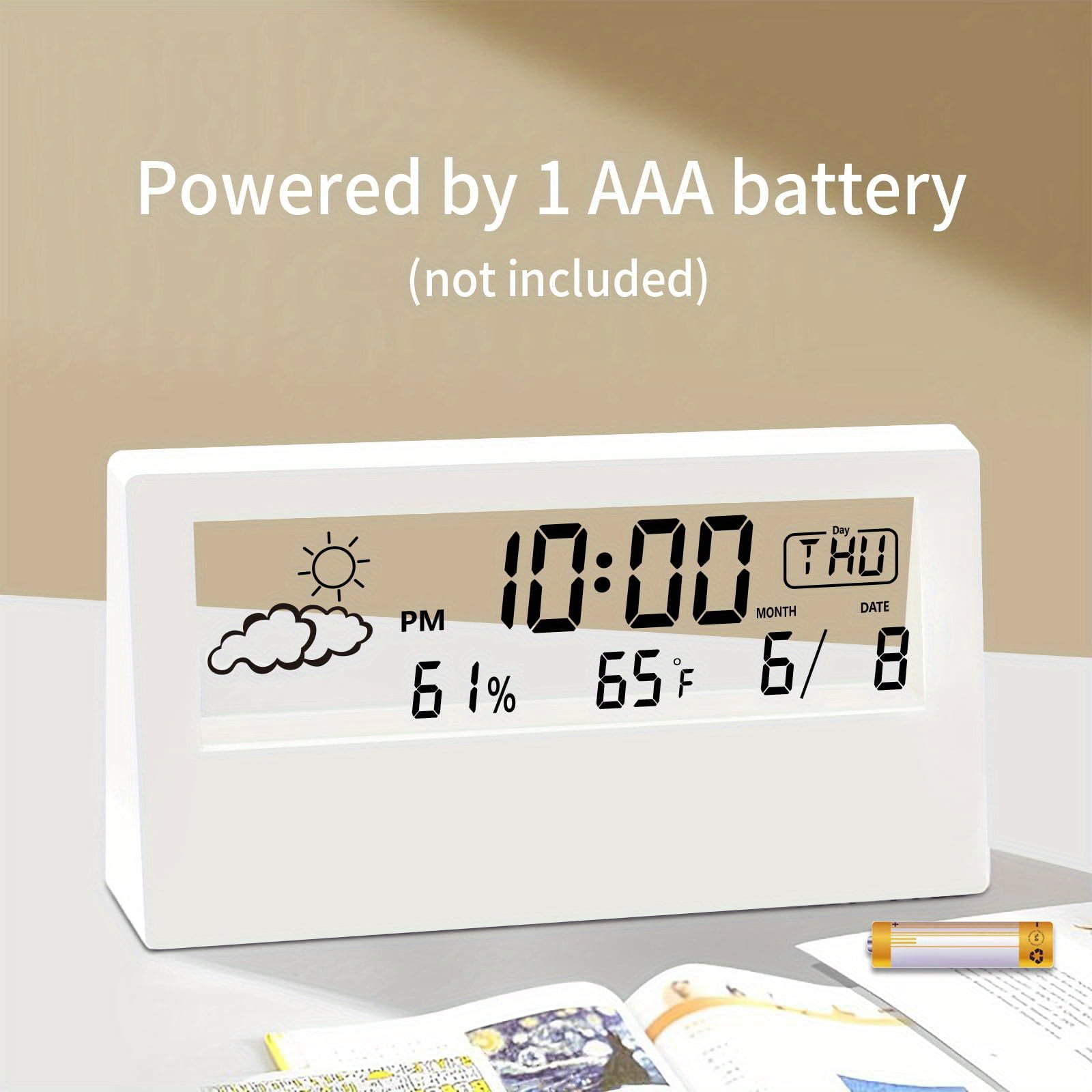 Transparent Digital Alarm Clock with Temperature & Humidity Display ...