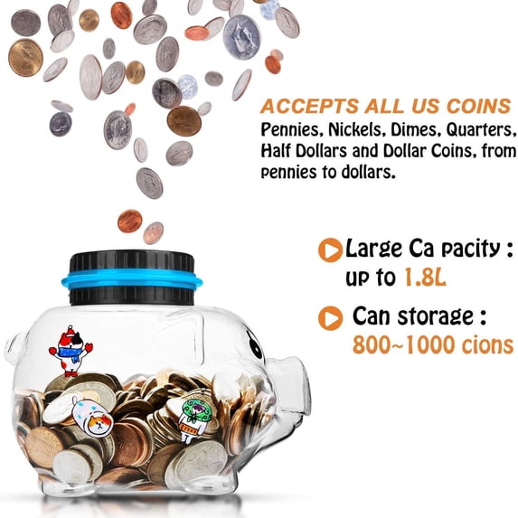 Transparent Digital Coin Bank with Lcd Counter | Large 2.5L Capacity ...