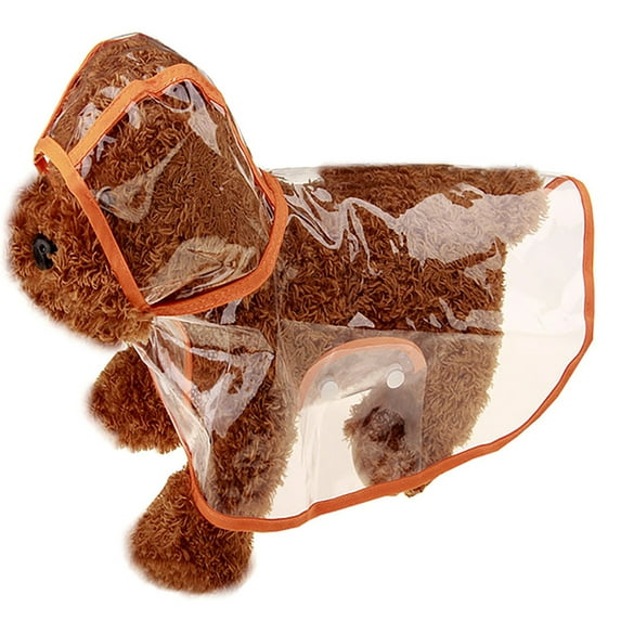 Transparent Dog Rain Poncho with Attached Hood Outdoor Pet Raincoat for ...
