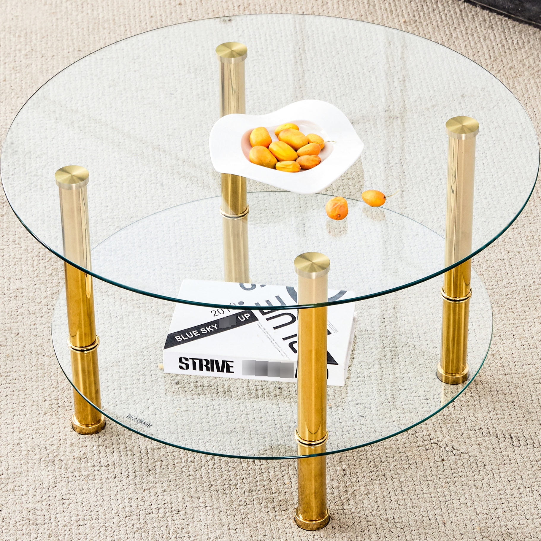 Transparent Double Layer Table - Open Bottom Storage - Reading Nook ...