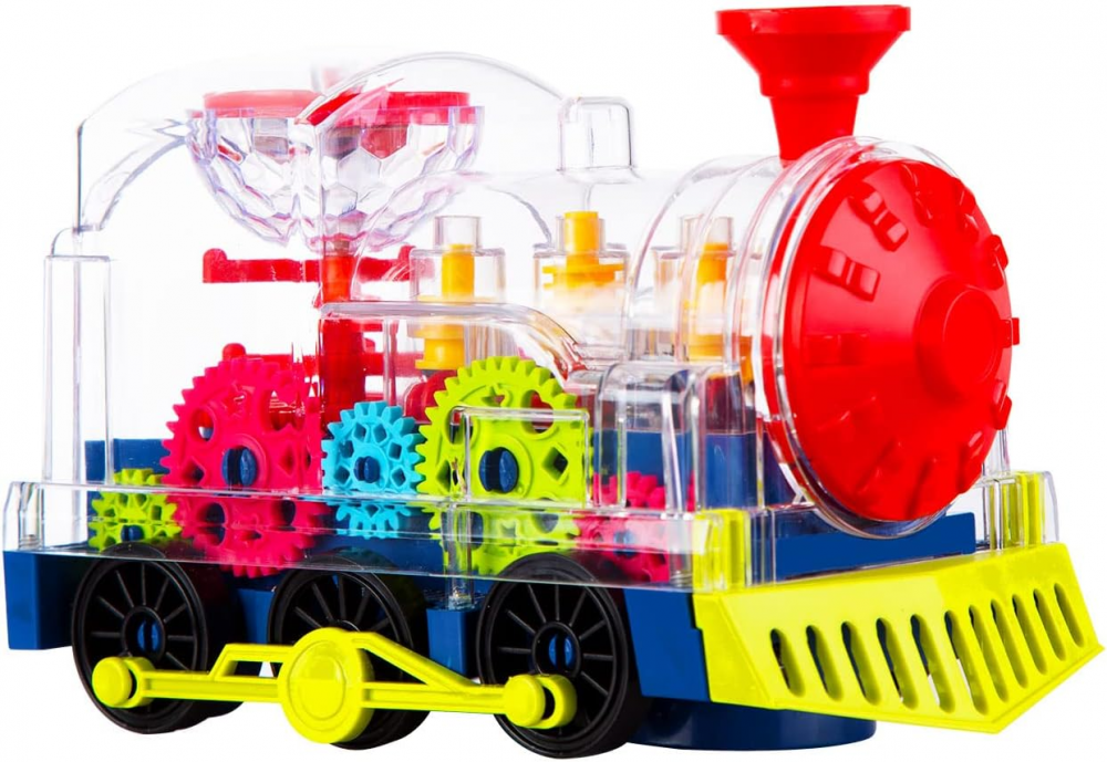 Transparent Electric Gear Train Toy, Battery Operated Bump & Go Action ...