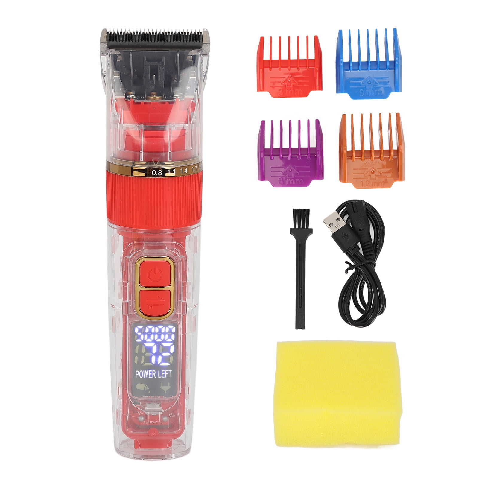 Transparent Electric Hair Trimmer with Adjustable LED Digital Display ...