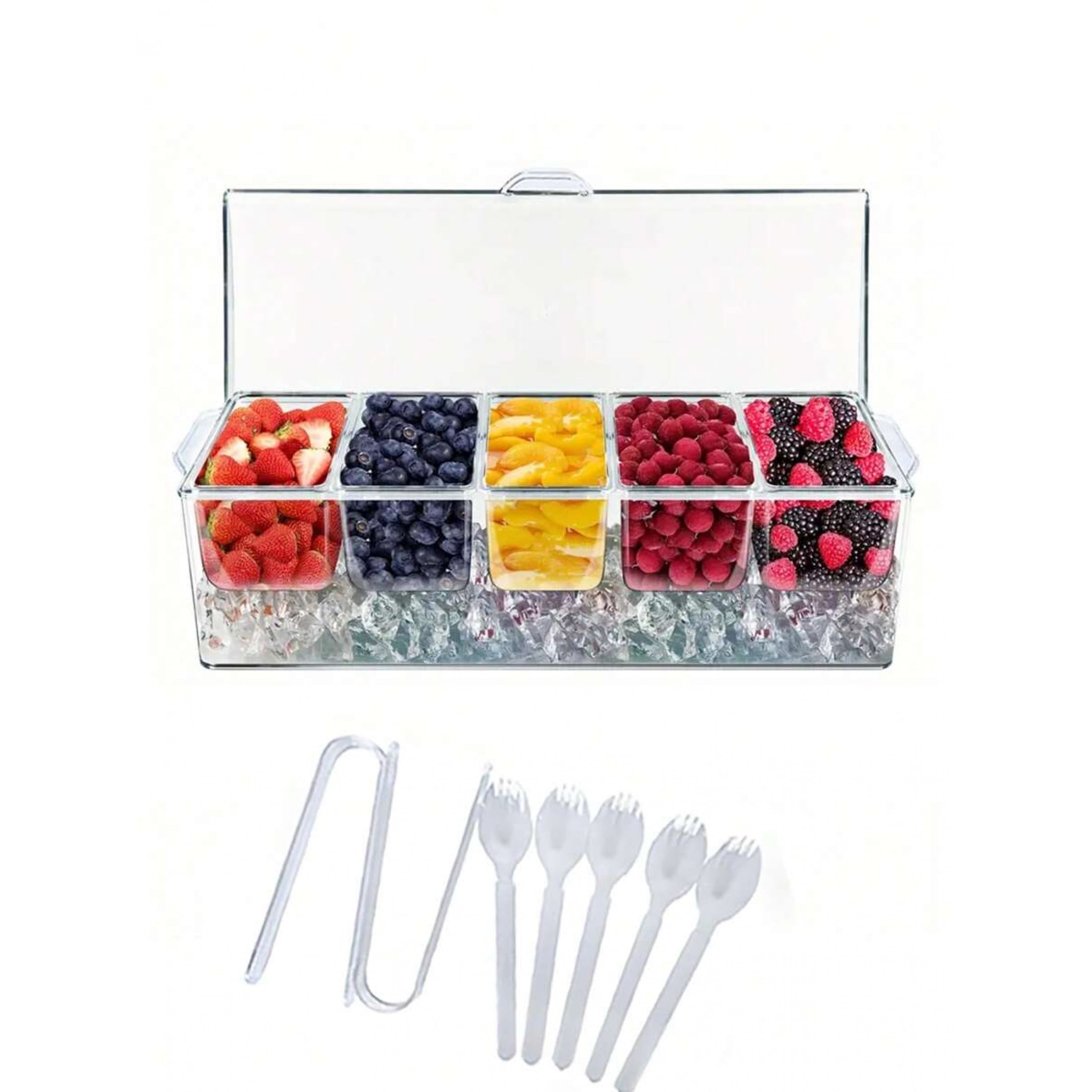Transparent Five - Compartment Fruit Storage Container with Lid ...