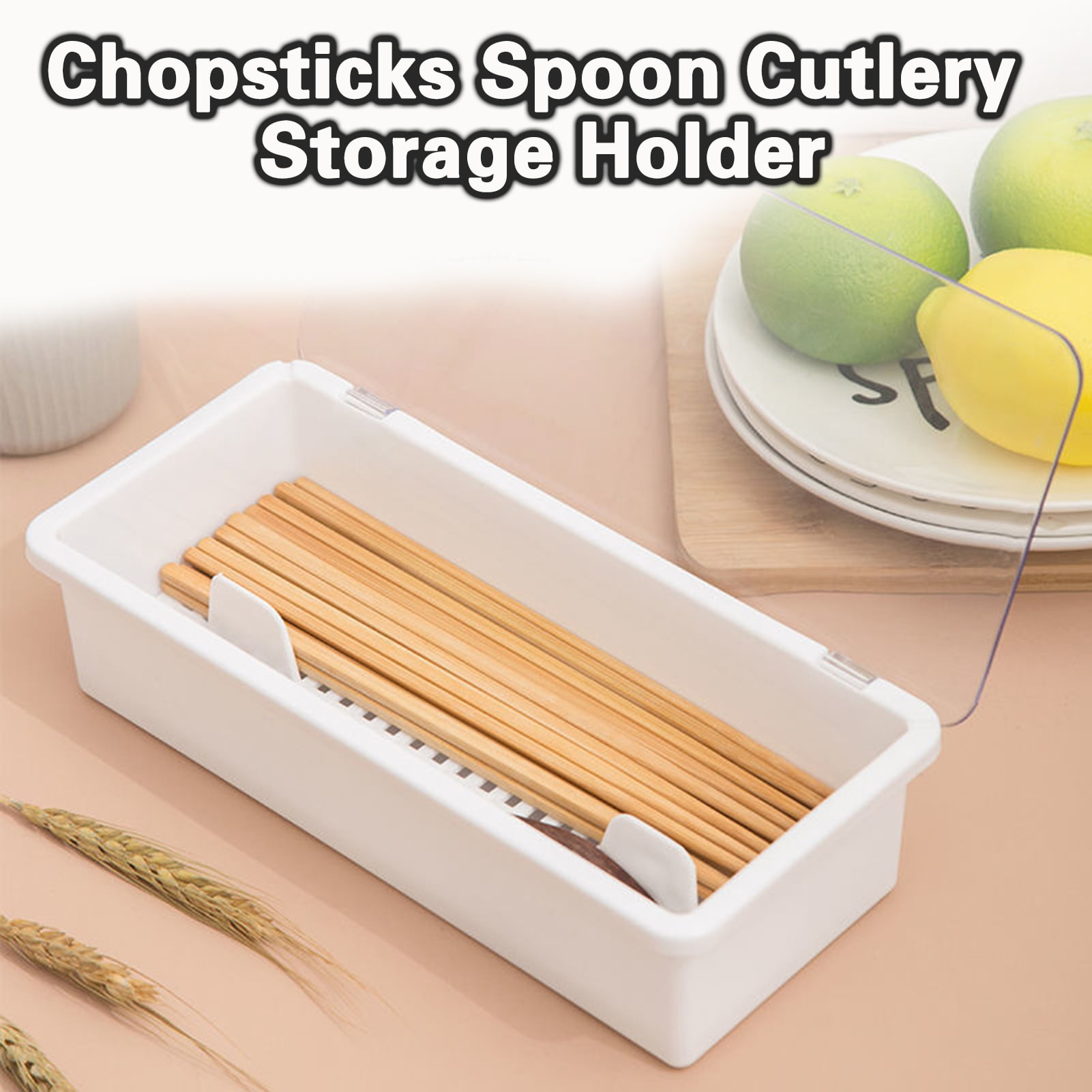 Transparent Top Chopsticks and Cutlery Storage Case with Drainage ...