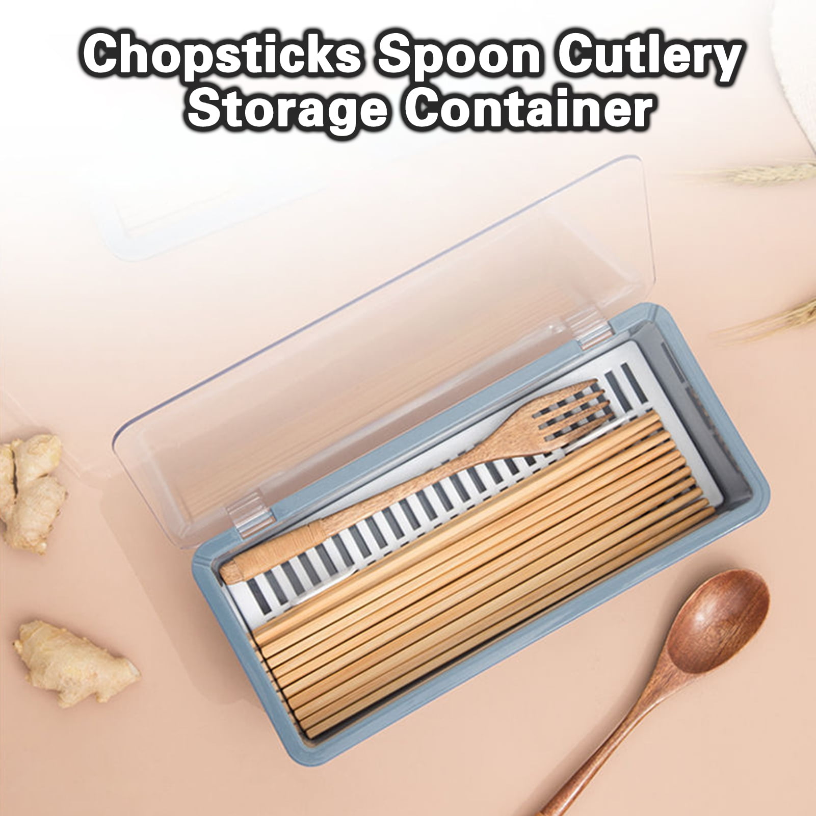 Transparent Top Chopsticks and Cutlery Storage Case with Drainage ...