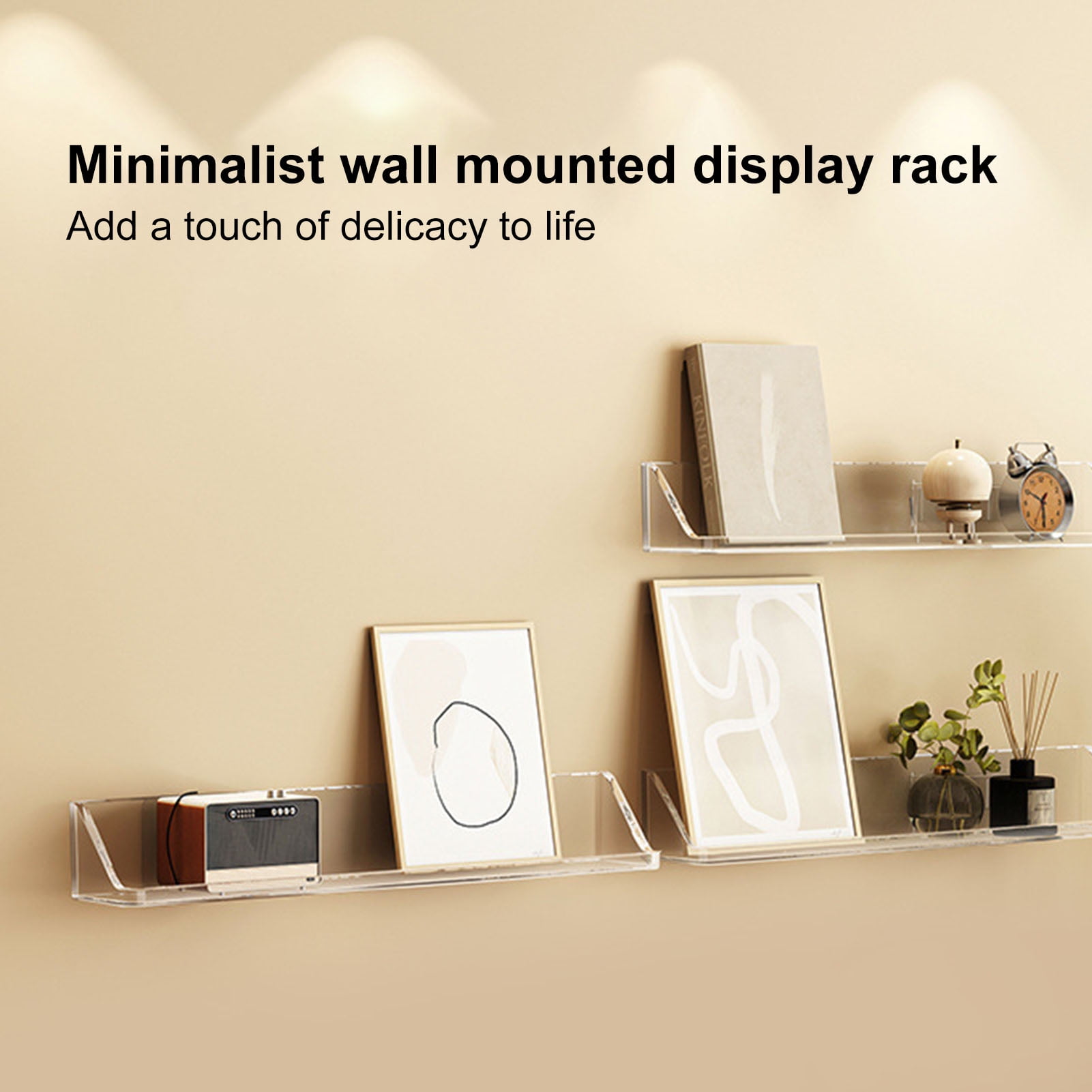 Transparent Floating Wall Shelf Self-adhesive Great Stickiness Thick ...
