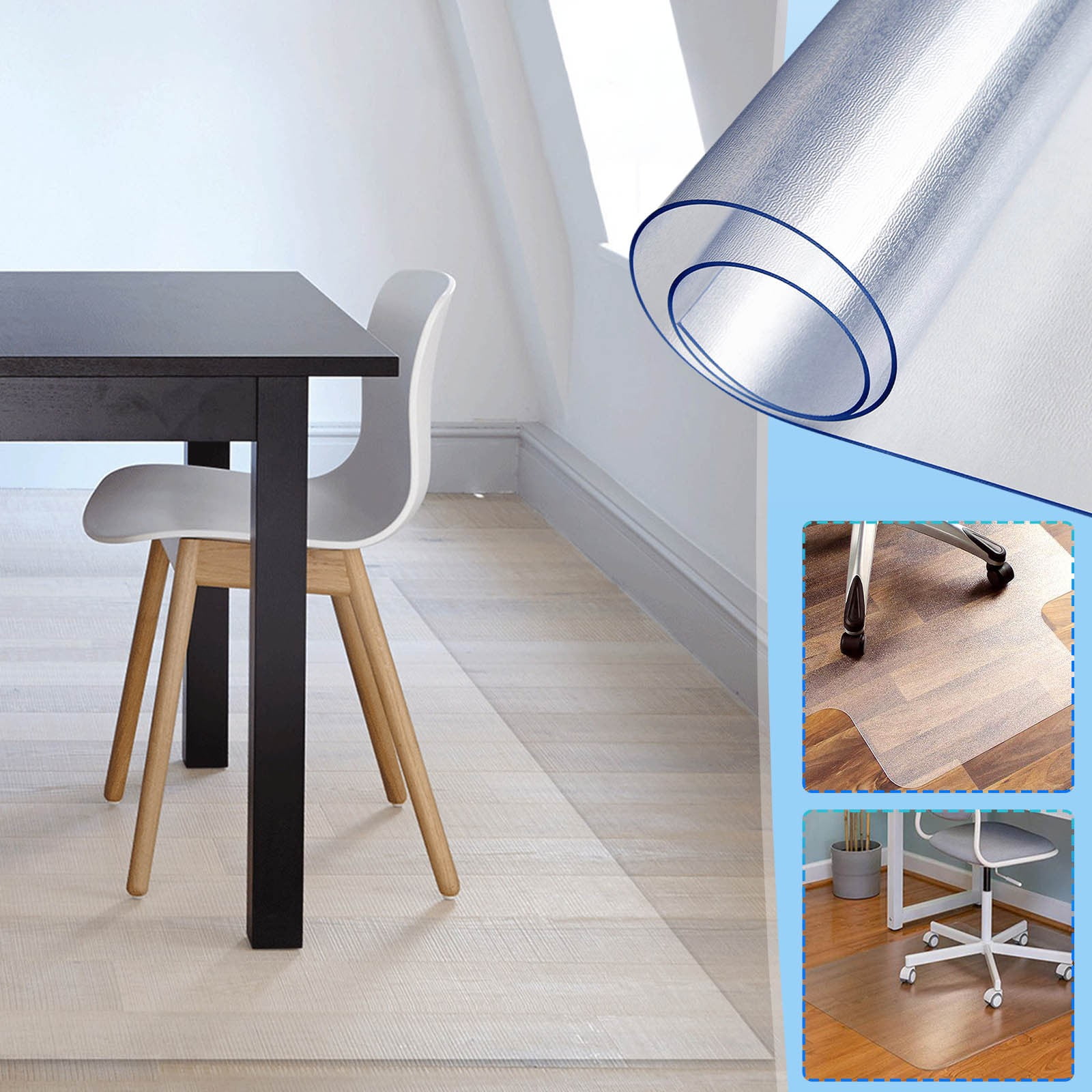 Transparent Floor Protector Mat, 1.5mm PVC Non-Slip Mat for Corridors ...