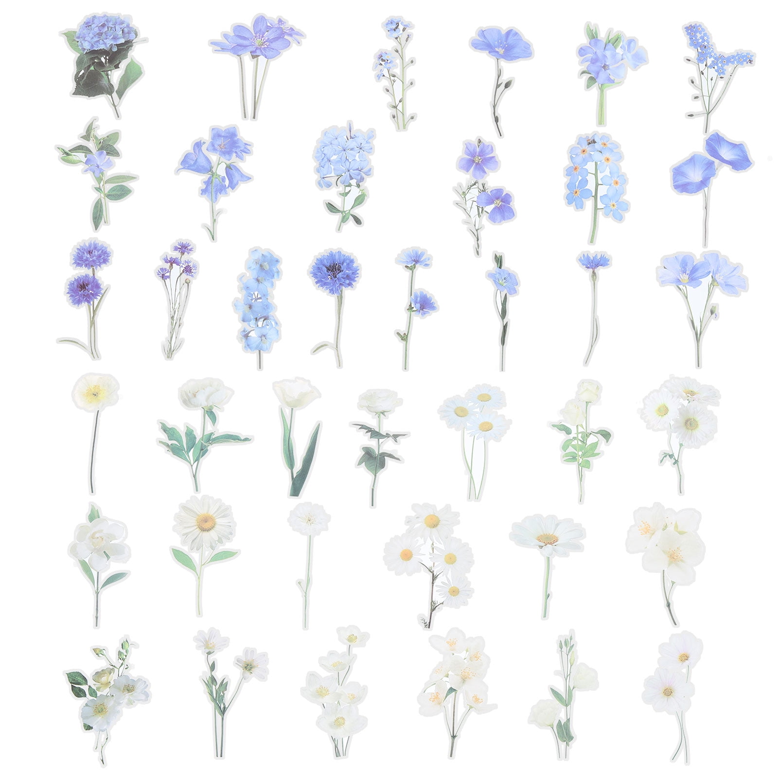 Transparent Flower Vinyl Stickers, PET Clear Flowers Decals Floral ...