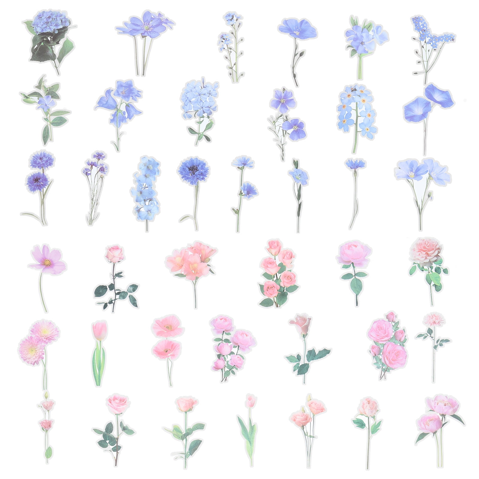 Transparent Flower Vinyl Stickers, PET Clear Flowers Decals Floral ...