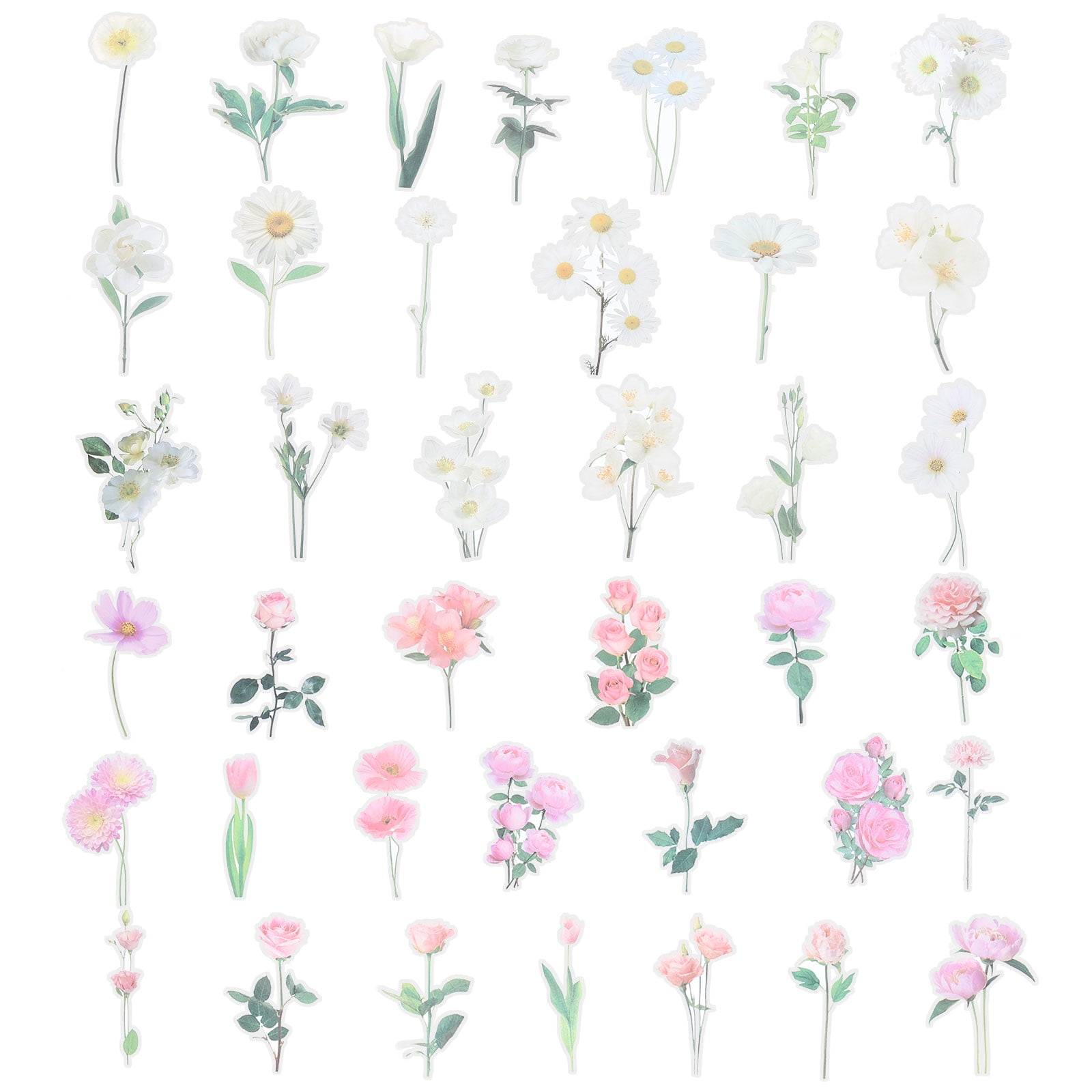Transparent Flower Vinyl Stickers, PET Clear Flowers Decals Floral ...