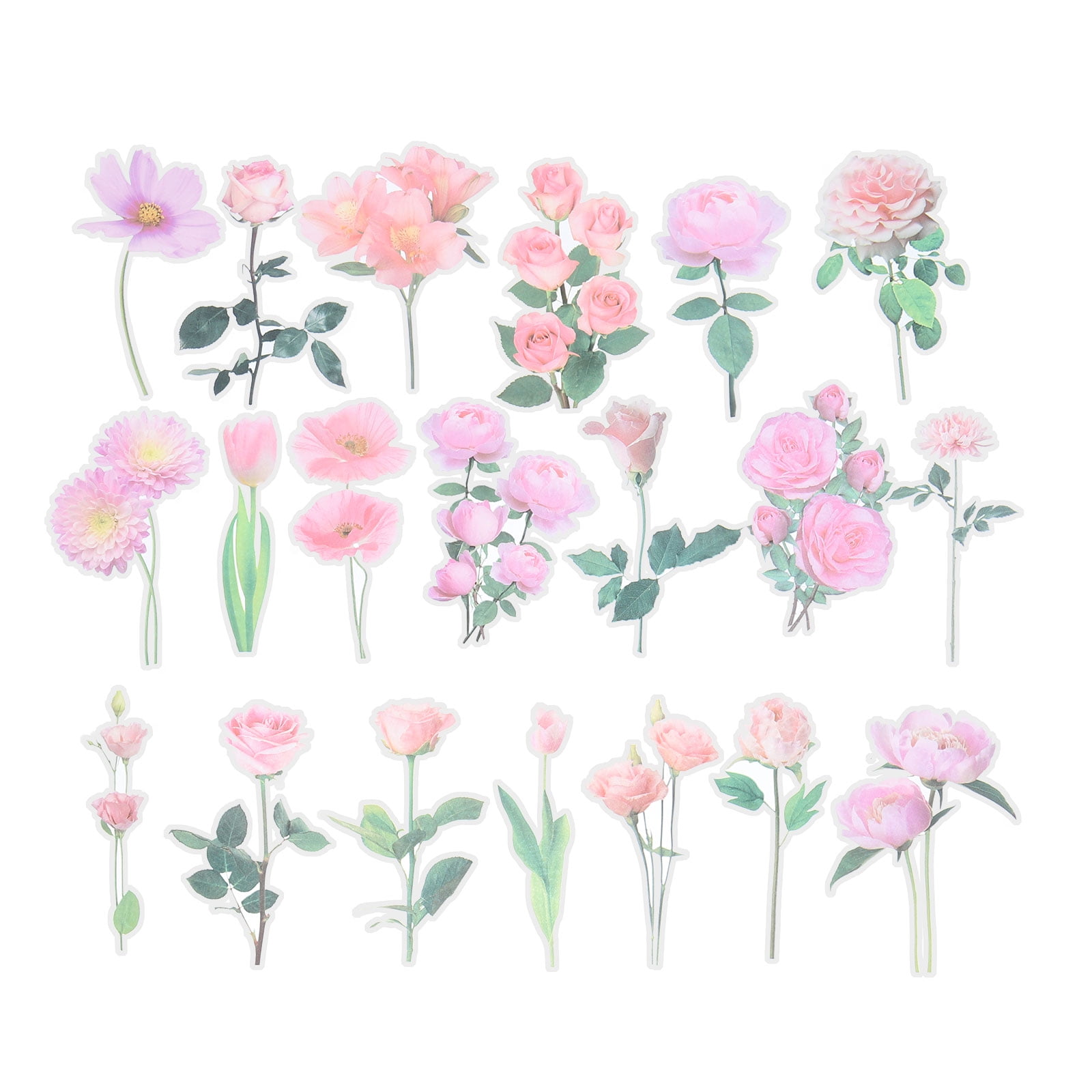 Transparent Flower Vinyl Stickers, PET Clear Flowers Decals Floral ...