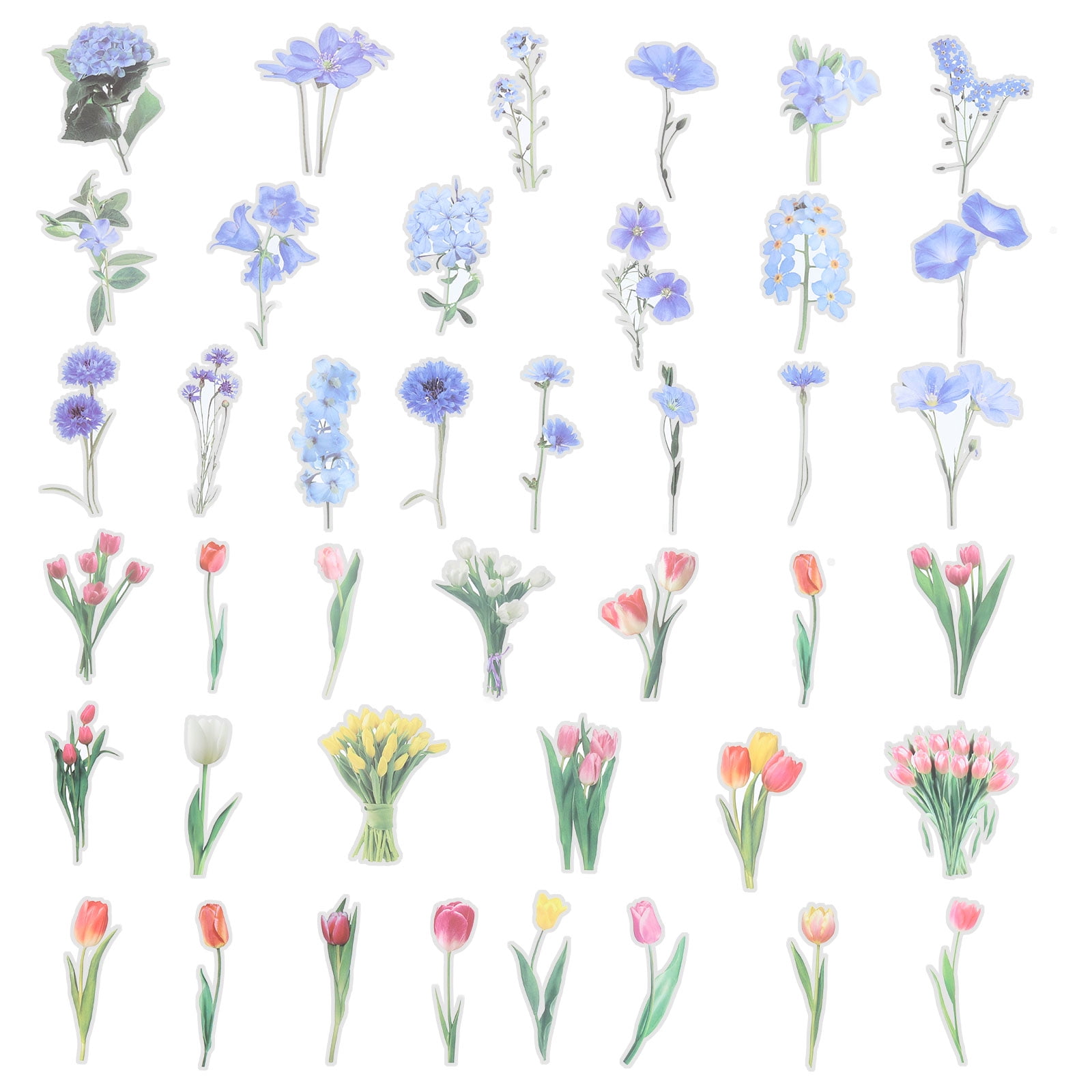 Transparent Flower Vinyl Stickers, PET Clear Flowers Decals Floral ...