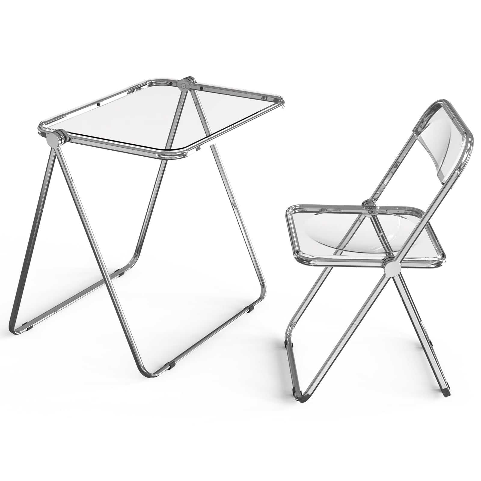 Transparent Foldable Acrylic Table Set Portable TV Tray for Couch ...