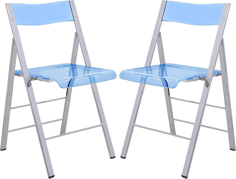Transparent Folding Chairs Set of 2 – Lightweight Foldable Plastic ...