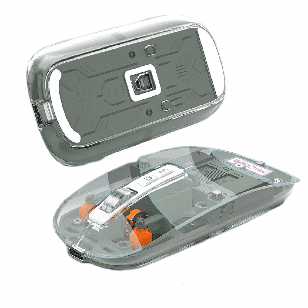 Transparent Gaming Mouse Bluetooth compatible wireless mouse with RGB ...