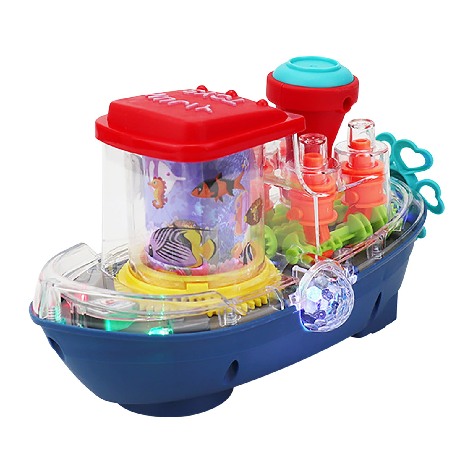 Transparent Gear Steamship Toy for Kids, Light-up Electric Ship Toy ...