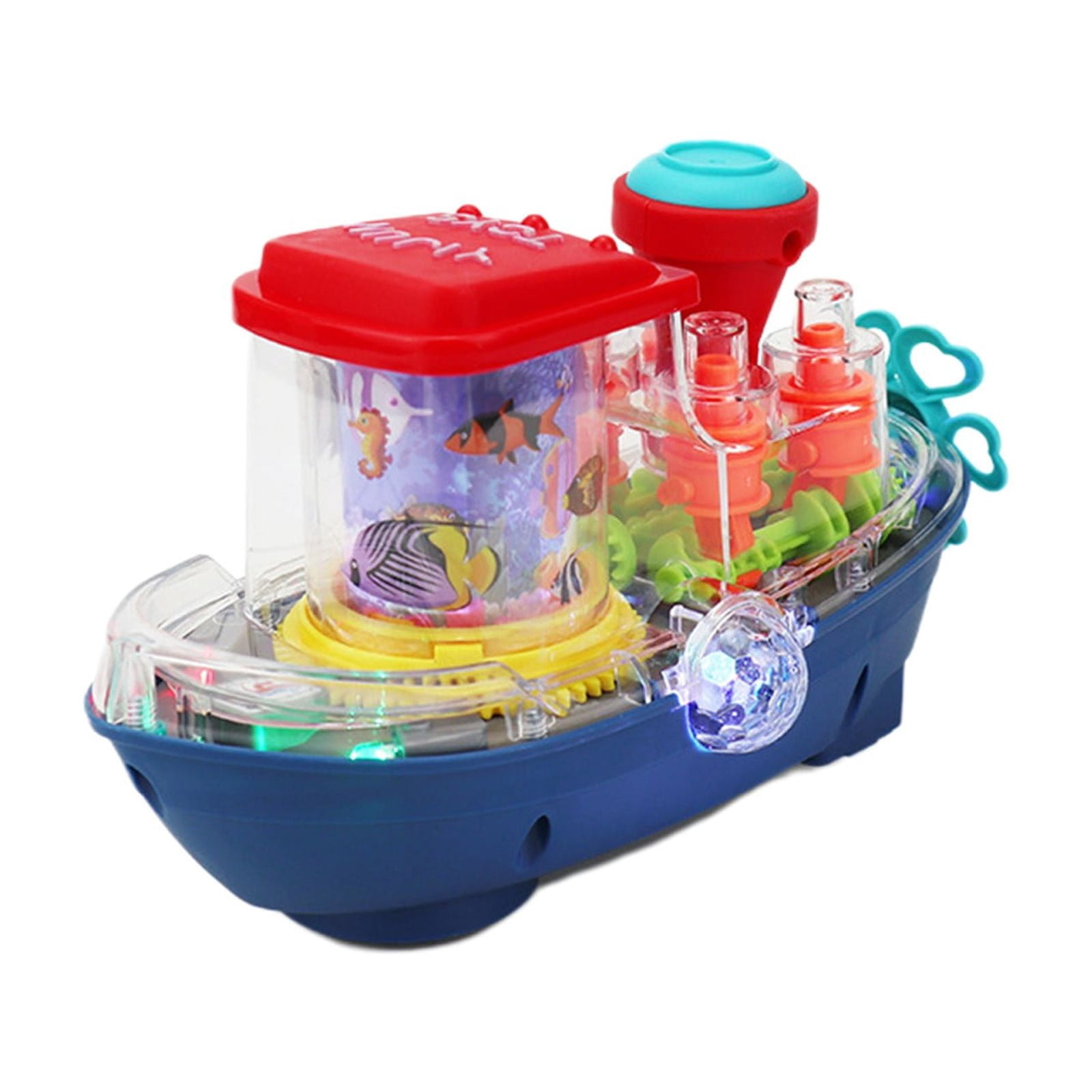 Transparent Gear Toy Ship with Lights and Music, Electric Boat Toy for ...