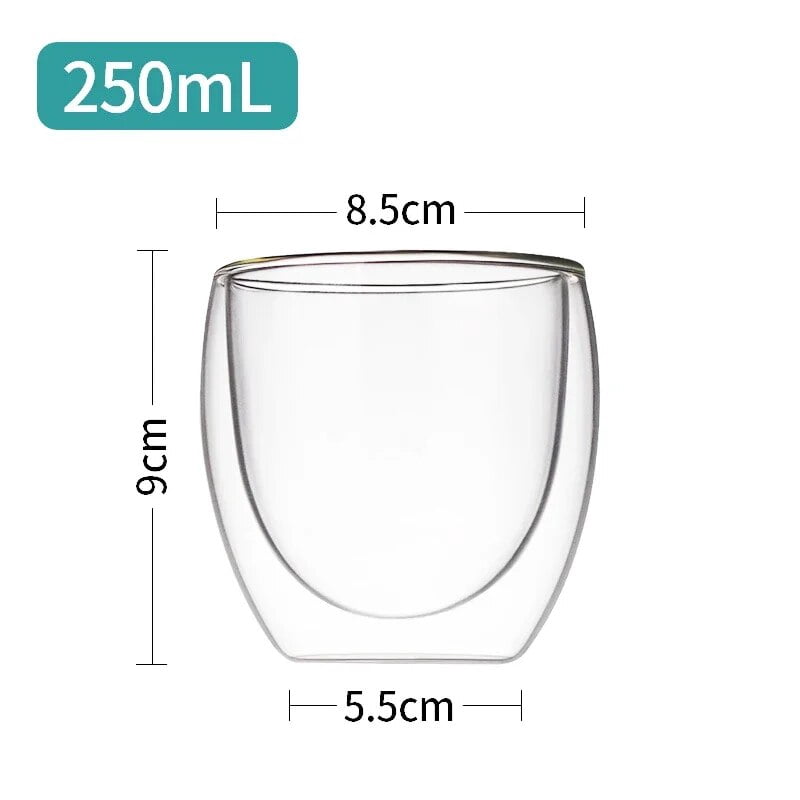 Transparent Glass Coffee Cup Milk Whiskey Tea Beer Double Creative Heat ...