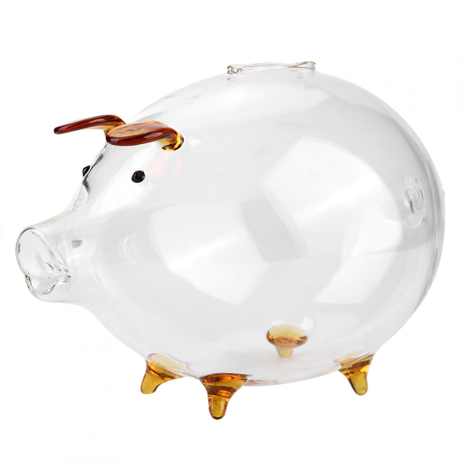Transparent Glass Pig Coin Saver Bank Piggy Money Saving Box Children ...