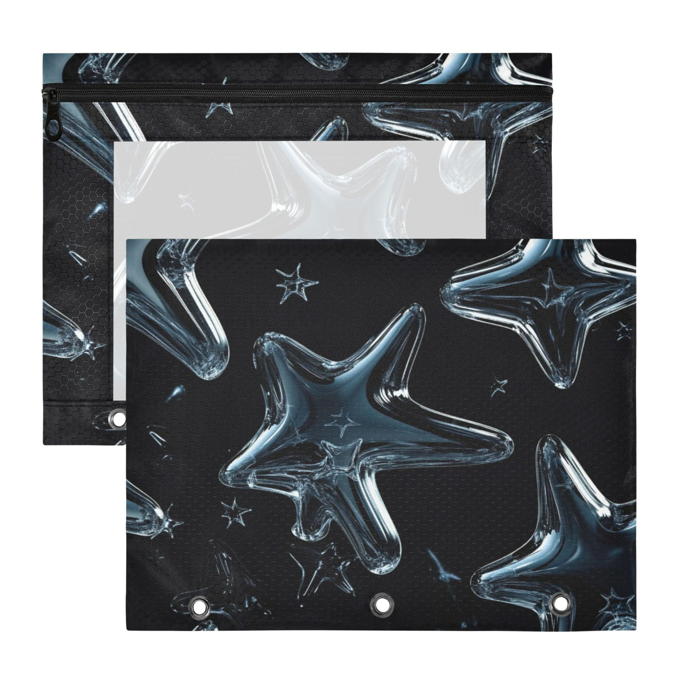 Transparent Glass Stars 3-Ring Binder Pouches A4 Size Zipper Pocket ...