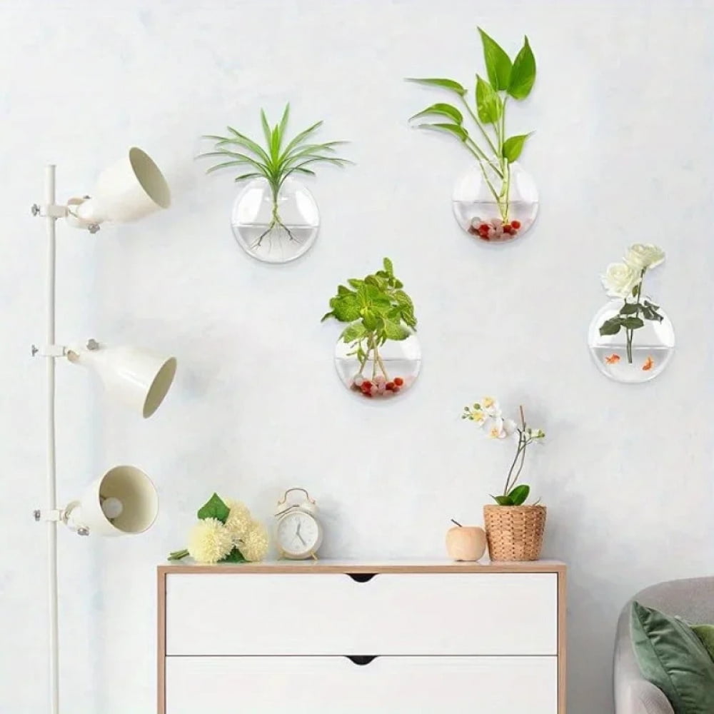 Transparent Glass Vase Wall Hanging Hydroponic Terrarium Fish Tanks ...