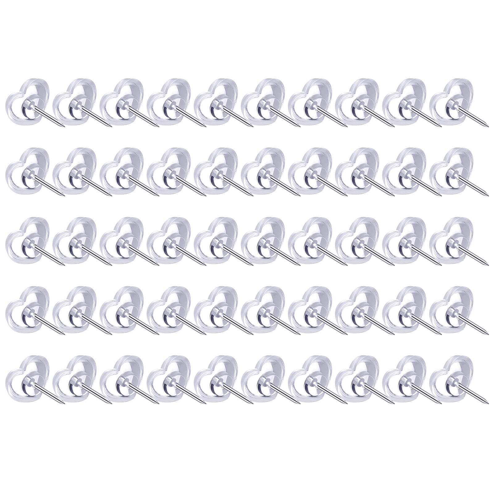 Transparent Heart Shaped Push Pins, Plastic Head Thumb Tacks In ...