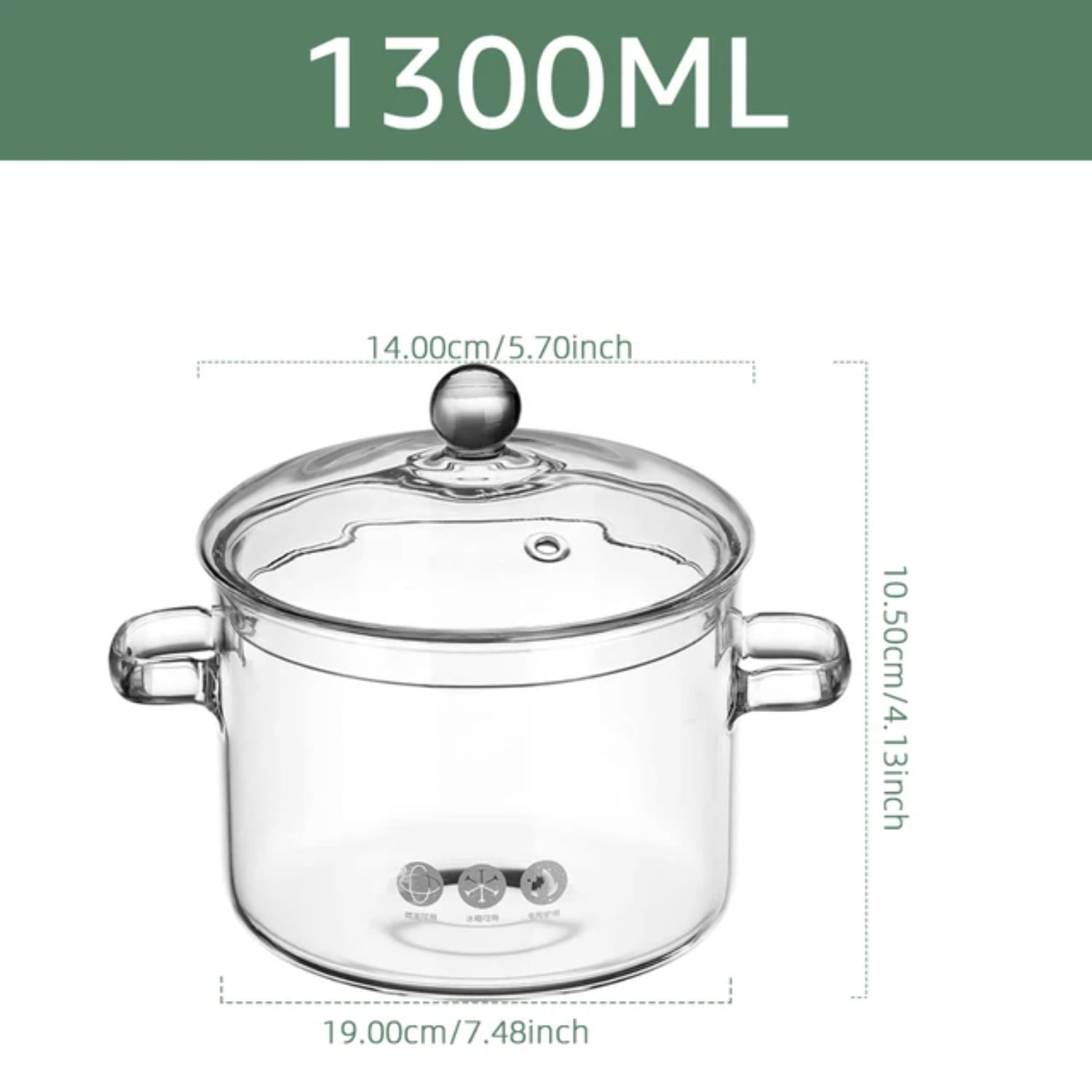 Transparent High Temperature Heat Resistant Glass Cooking Pot with Lid ...