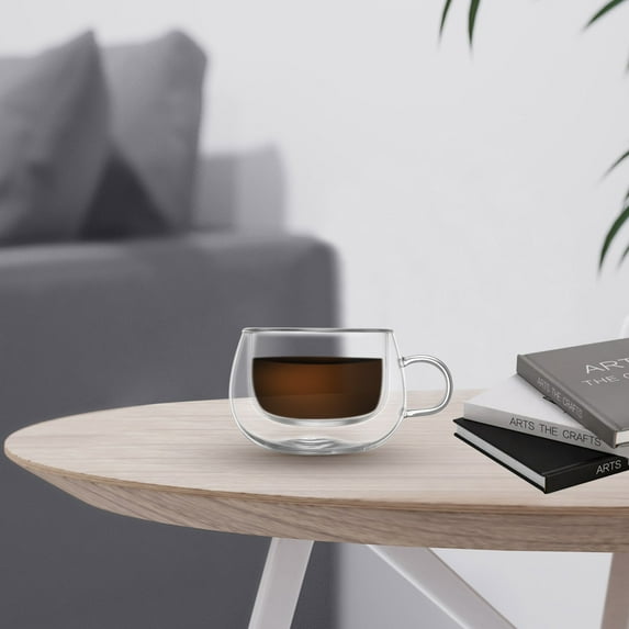 Transparent Insulated Double Wall Glass Coffee Mug | Shatter-Resistant ...