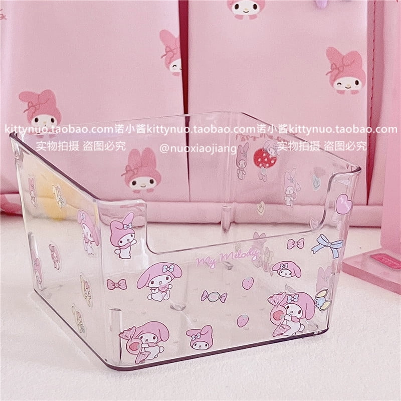 Transparent Kawaii Cute Notepad Storage Box Small Box Kuromi Melody Box ...