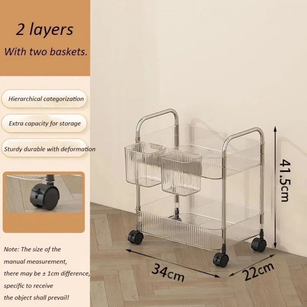 Transparent Kitchen Cart Acrylic Rolling Bar Cart with Removable Multi ...