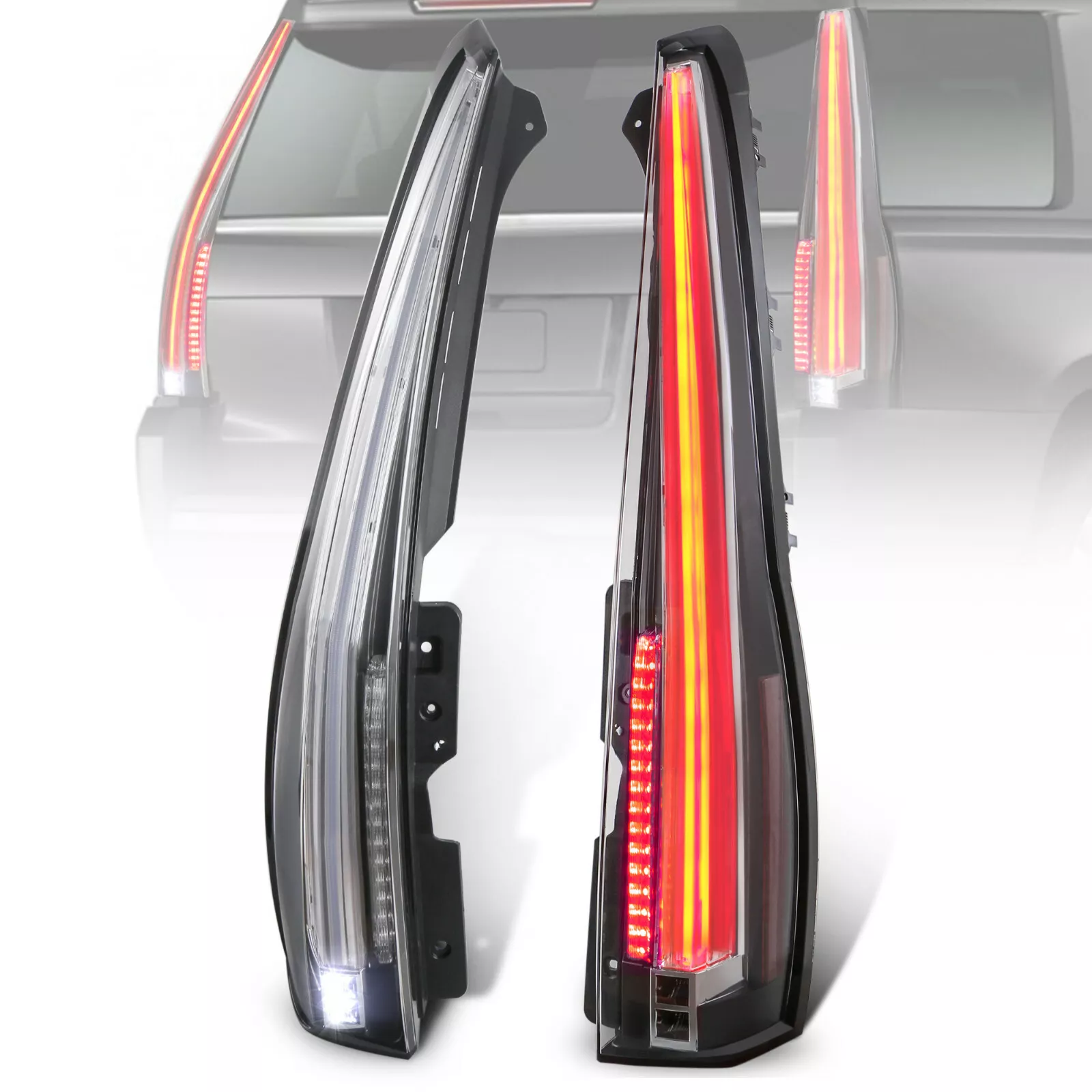 2007-2014 Cadillac Escalade LED Tail Lights, Transparent Rear Lamp ...