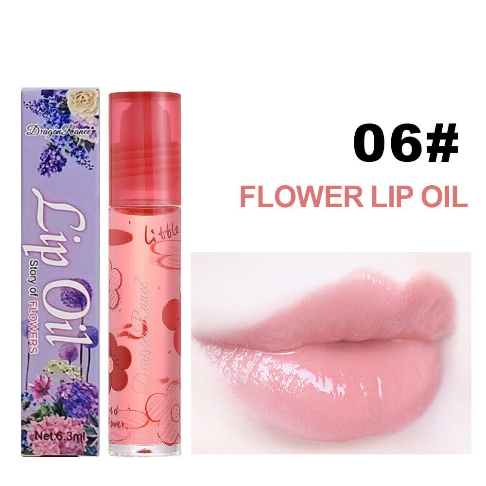 Transparent Lip Oil Makeup Cosmetics Moisturizing Lip Gloss Flower Lip ...
