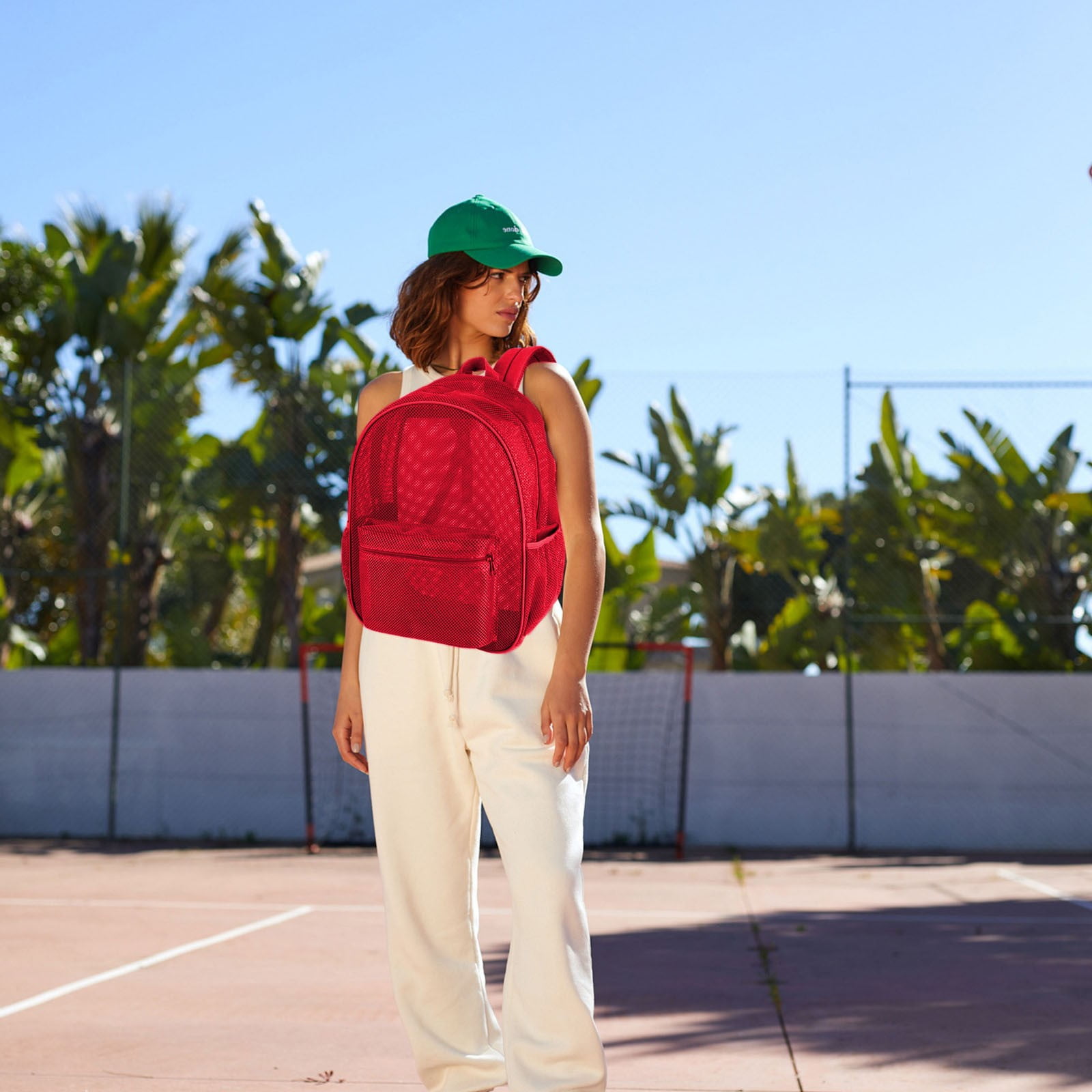Transparent Mesh Backpack Beach Bag Extra Large Pool Mesh Backpack ...