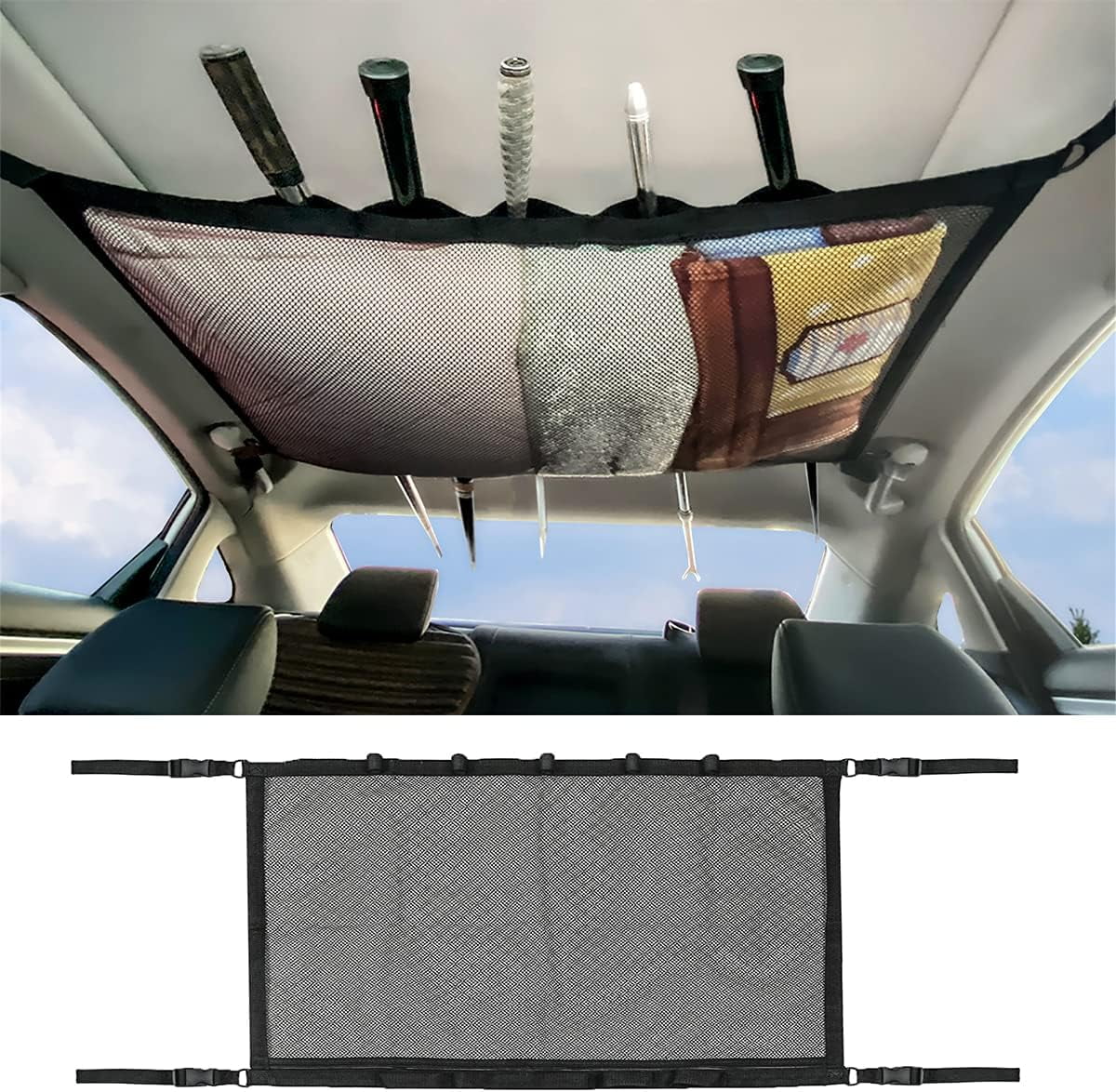 Transparent Mesh Bag For Car Ceiling Cargo Net, Universal Auto Roof ...