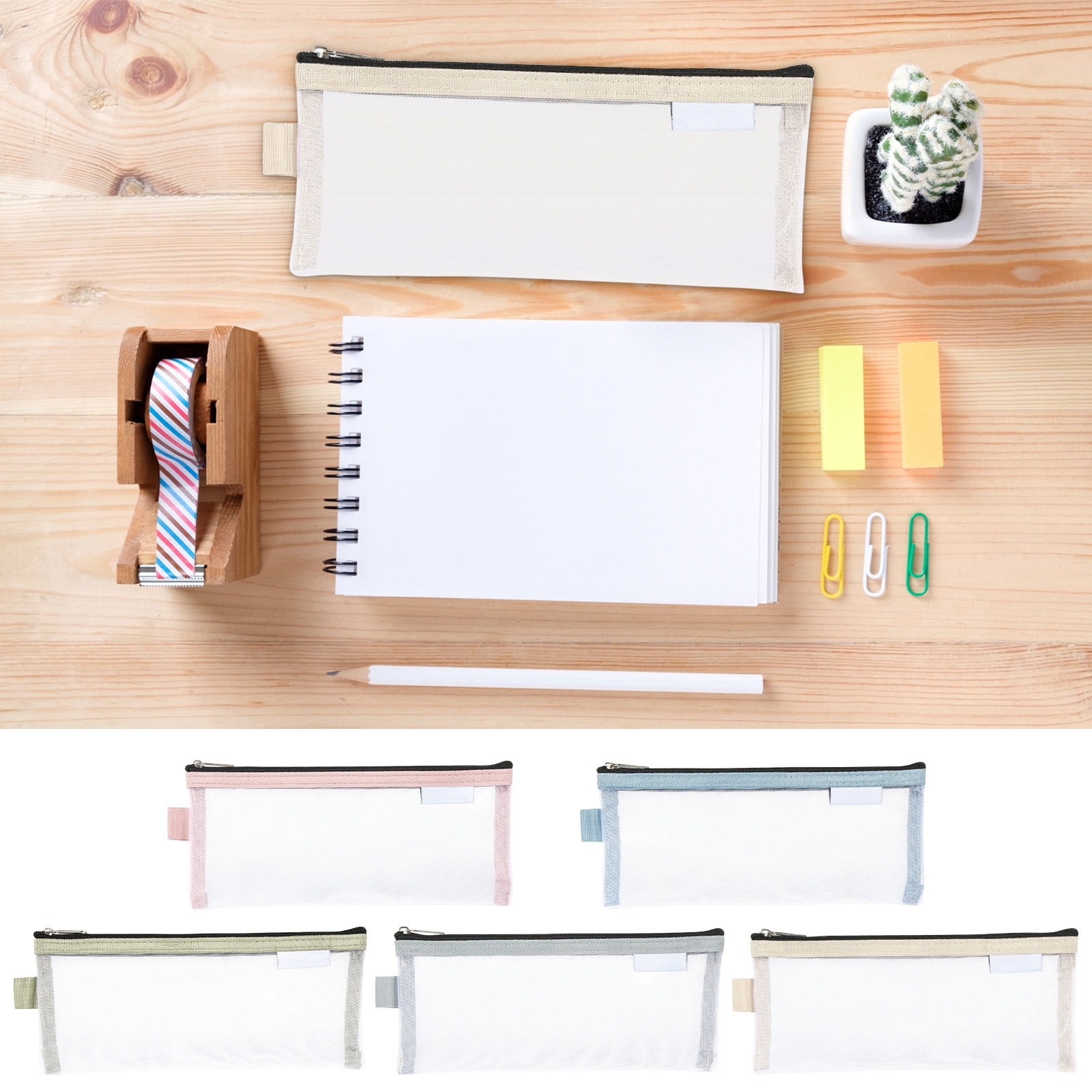 Transparent Mesh Pencil Pouch, Large Capacity Stationery Case, Clear View Multiple Compartments ...