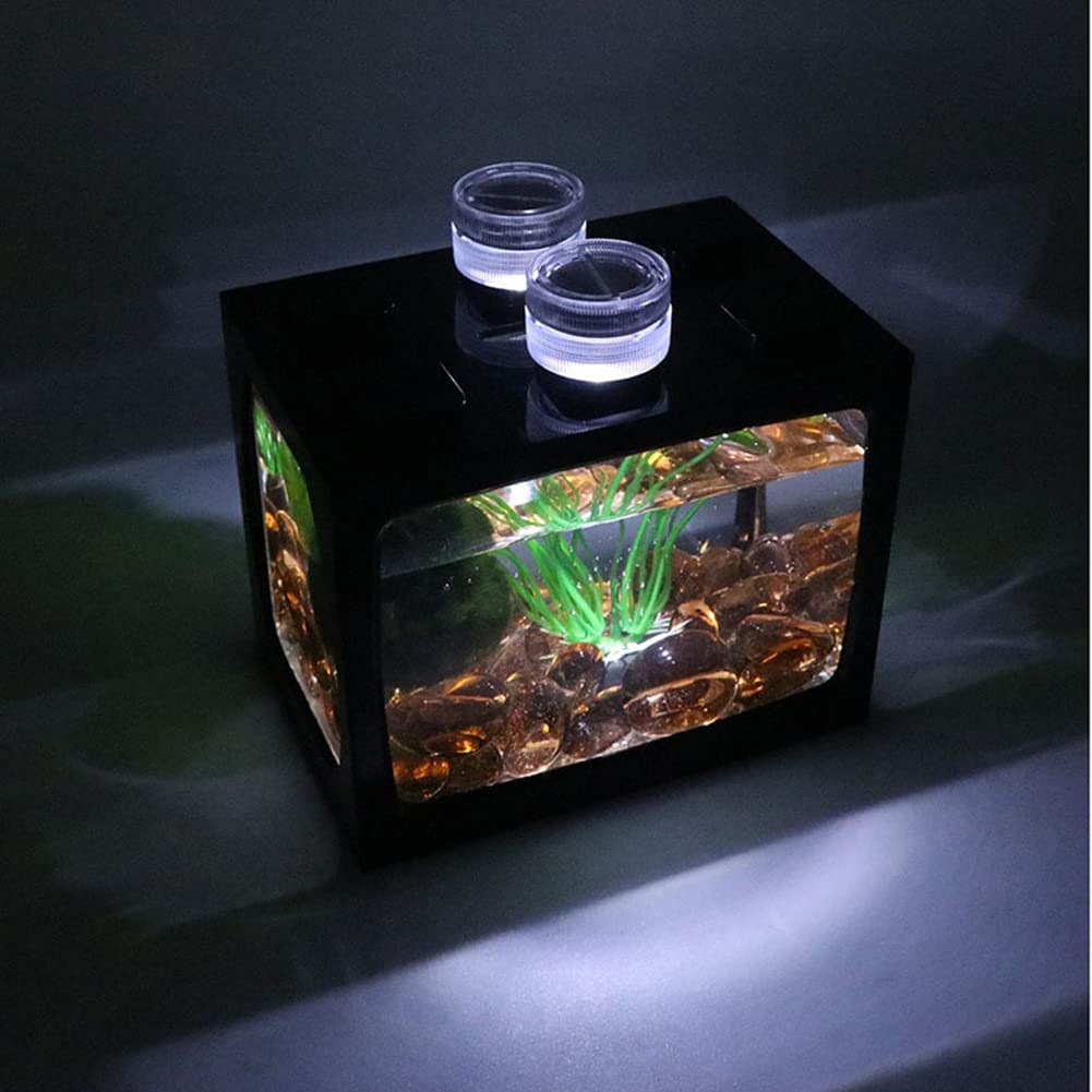 Transparent Mini Fish Tank,Creative Acrylic Stackable Design with Led ...