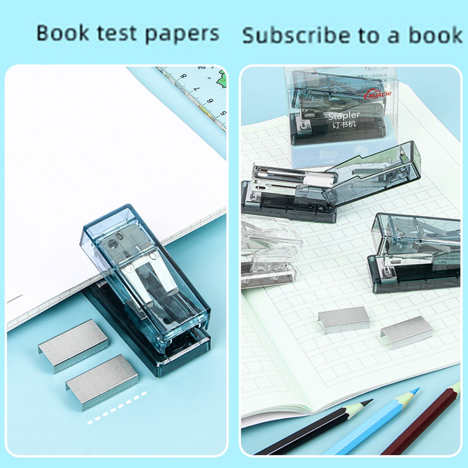 Transparent Mini Stapler Set Office Simple Stapler Student Stationery ...