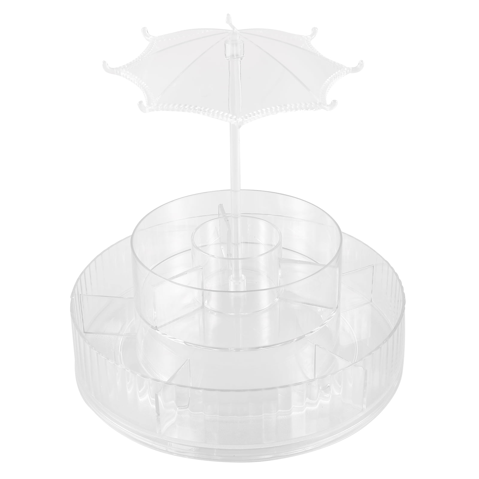 Transparent Multi-compartment Makeup Storage Tube Shelves Turntable ...