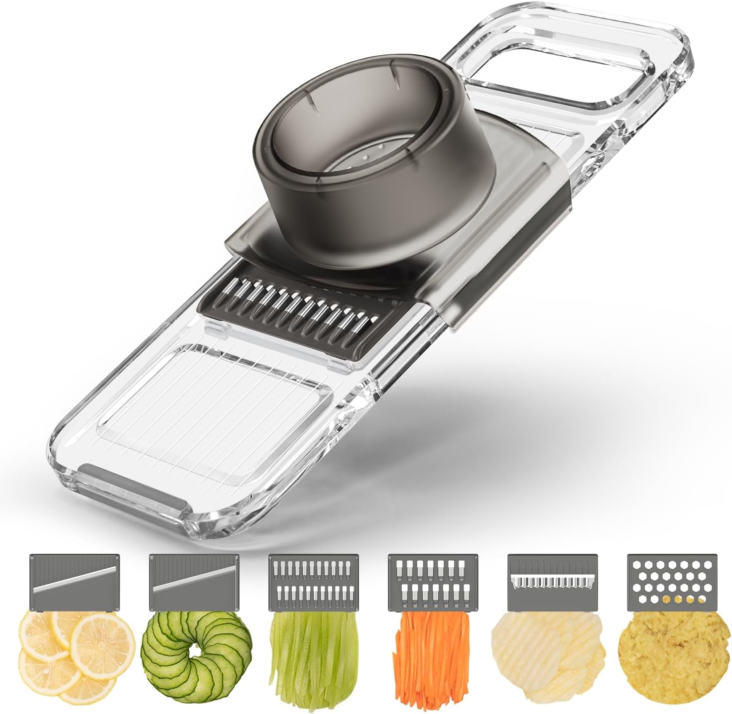 Transparent Multifunctional Mandoline Slicer - 6 Blades Interchangeable ...