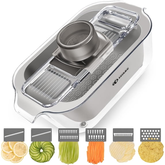 Transparent Multifunctional Mandoline Slicer with Large Strainer - 6 ...