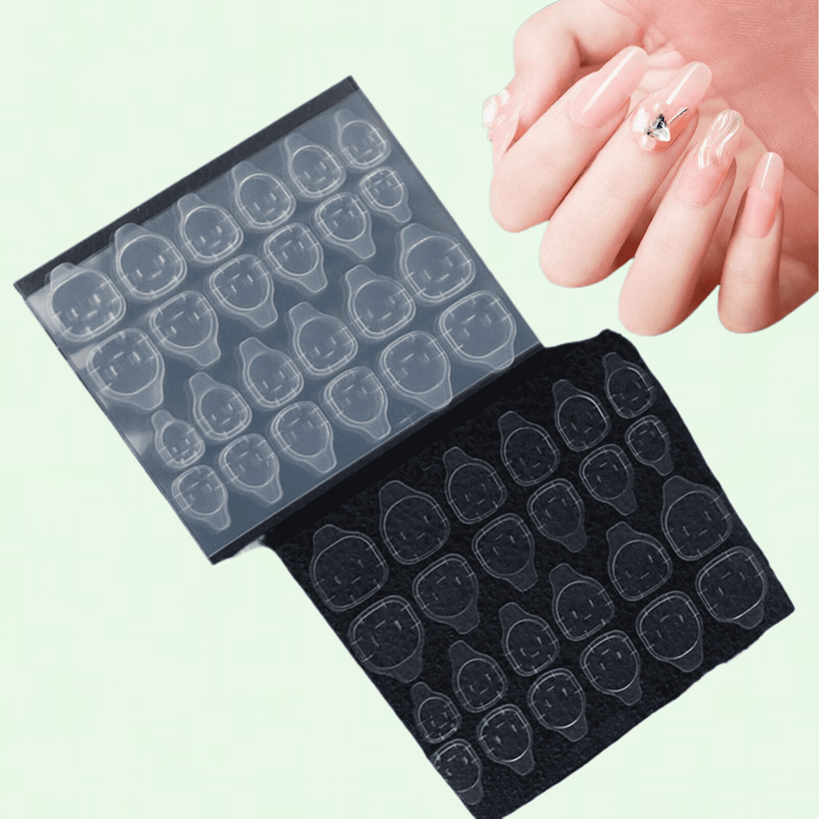 Transparent Nail Tabs, 50-Sheet Double Sided Adhesive Stickers for ...