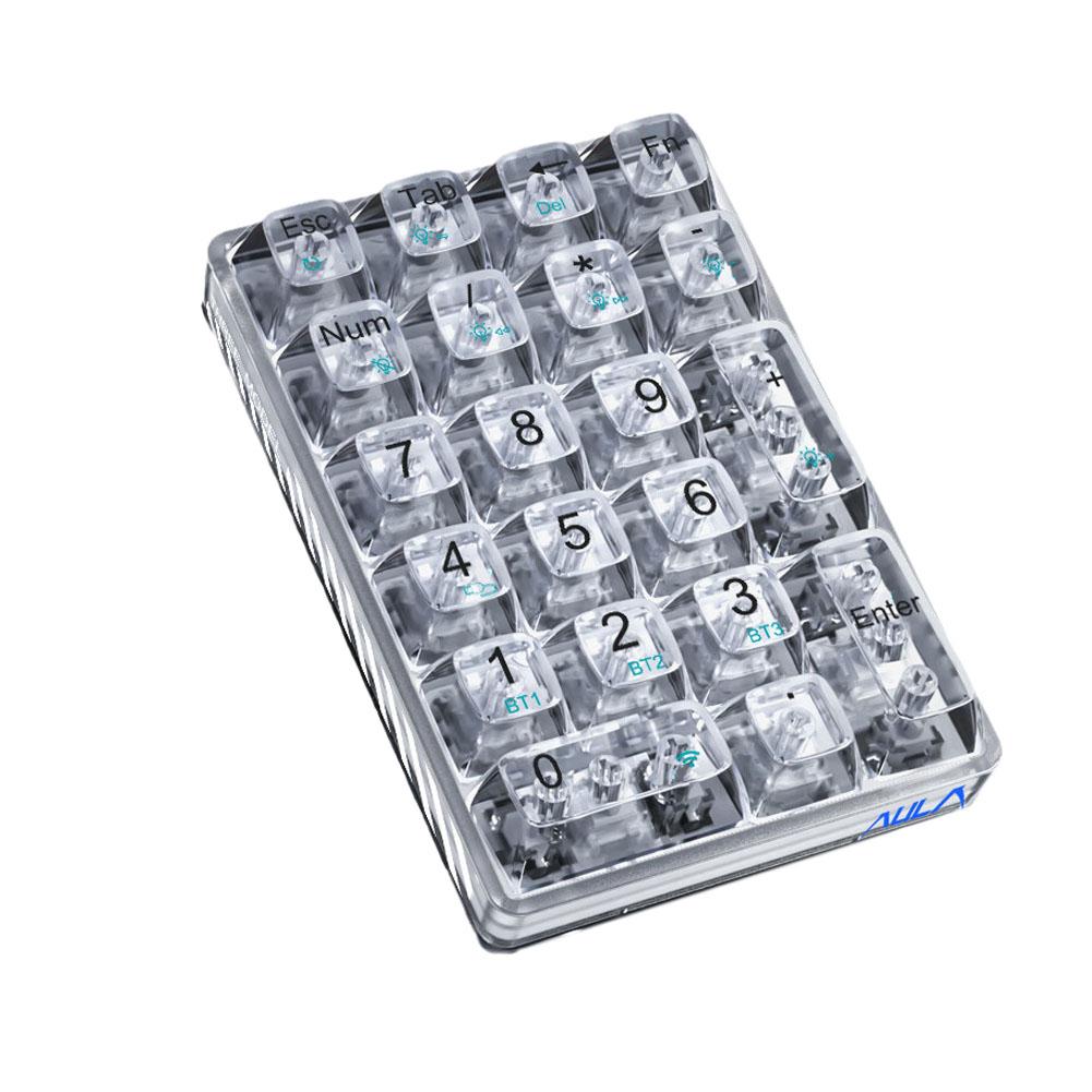 Transparent Numeric Keypad 21Key RGB Backlit BT Wireless Mechanical ...