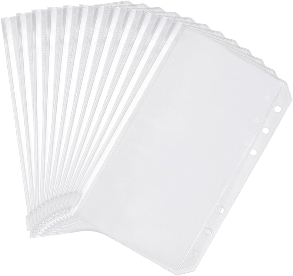 Transparent PVC 6-Ring Binder Zip Lock Storage Bags Rectangle Binder ...