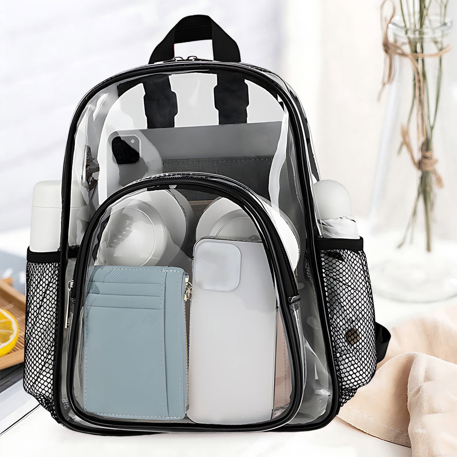 Transparent PVC Backpack - Waterproof Clear School Bag, 30x25x10cm ...